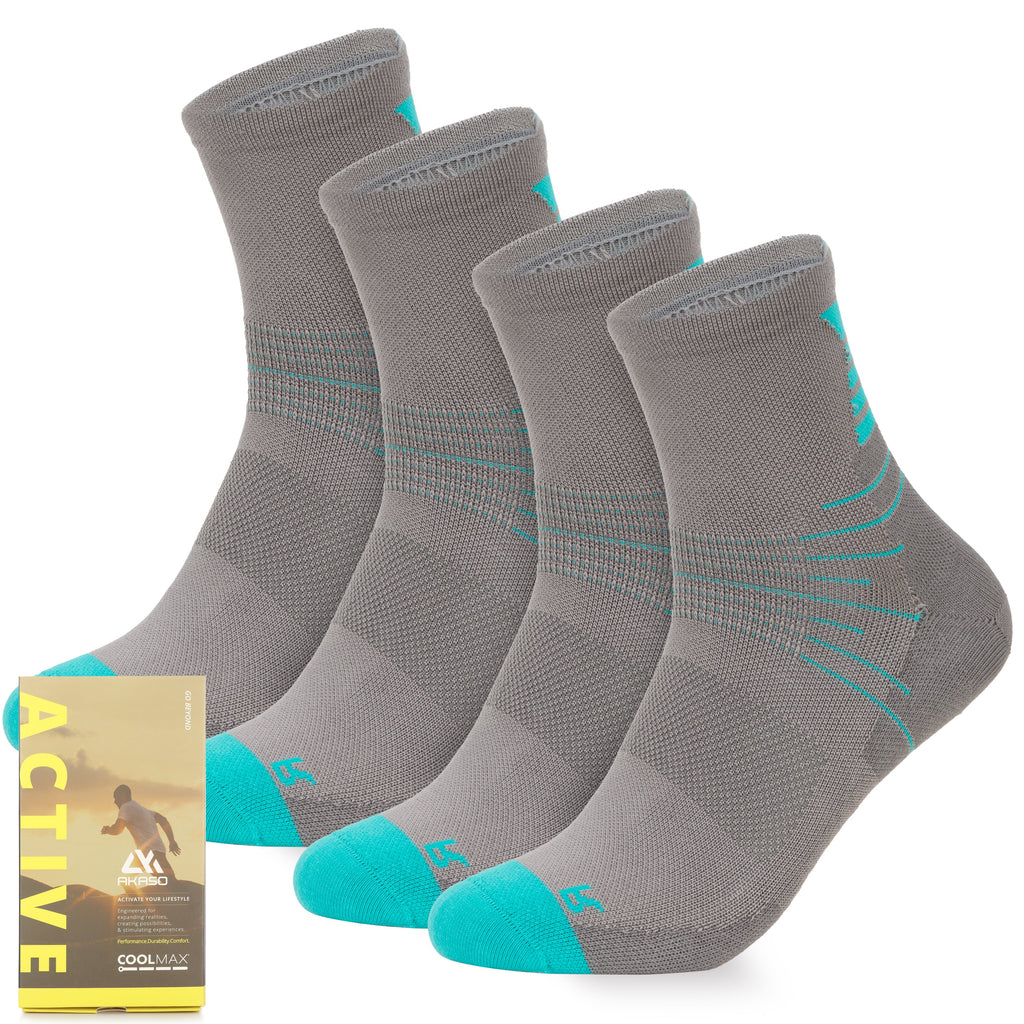 AKASO RC021 Cushioned Crew Running Socks with COOLMAX and LYCRA Fiber ...